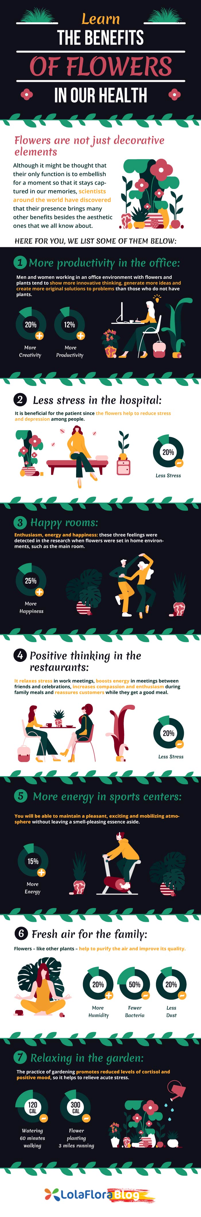 Infographic: LEARN THE BENEFITS OF FLOWERS IN OUR HEALTH – Blog Lolaflora
